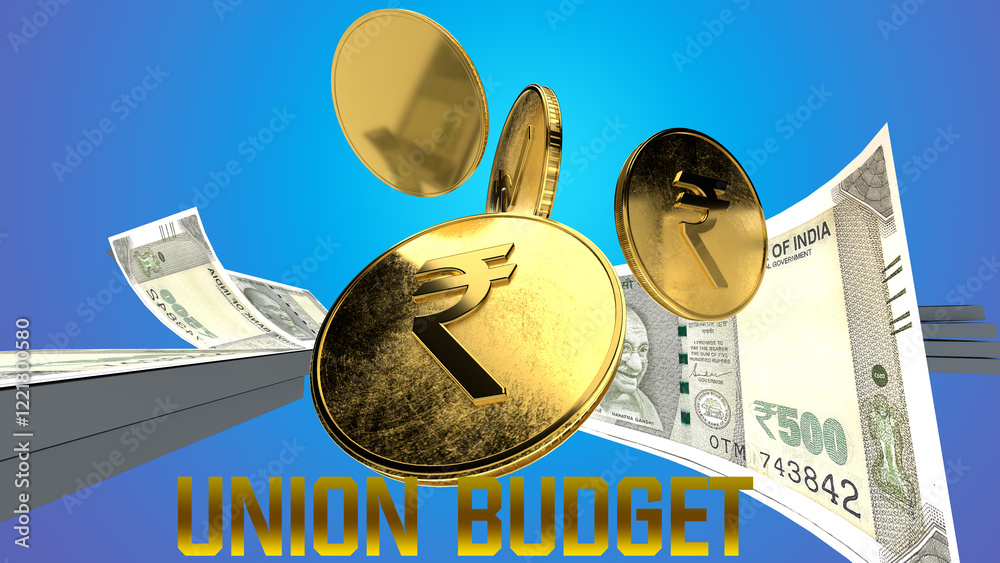 Indian Union Budget, India economy, finance icon, Indian rupee coin ...