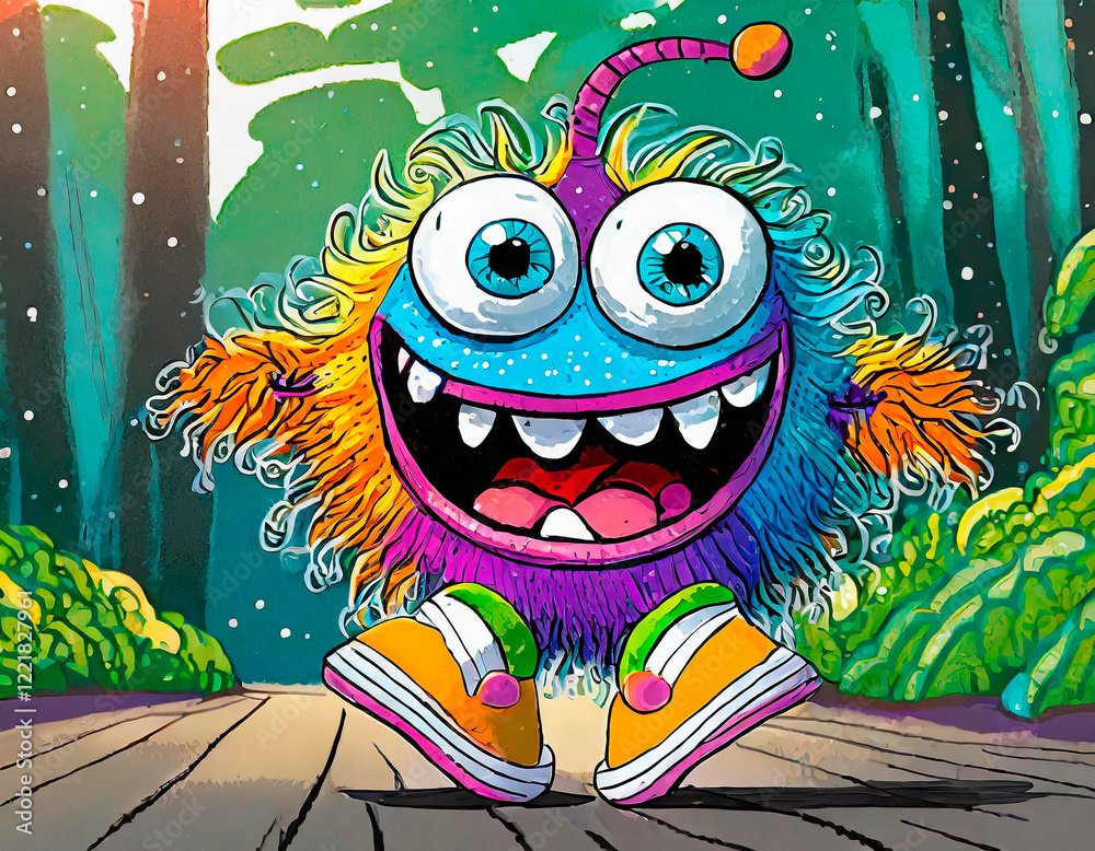 funny caricature, comical monster caricature, fictional colorful ...