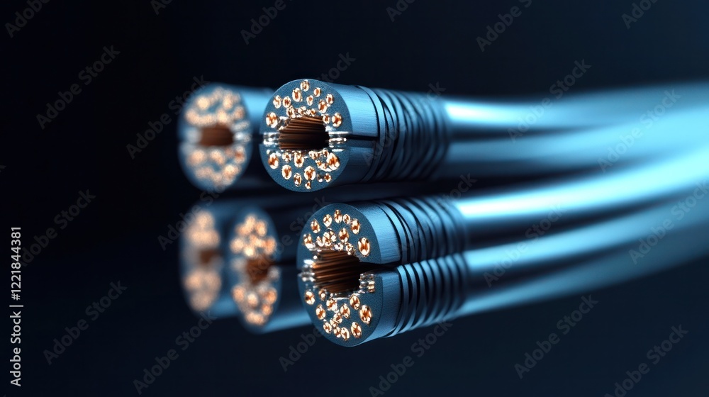 Intricate network of electrical cables and wires transmitting power and ...