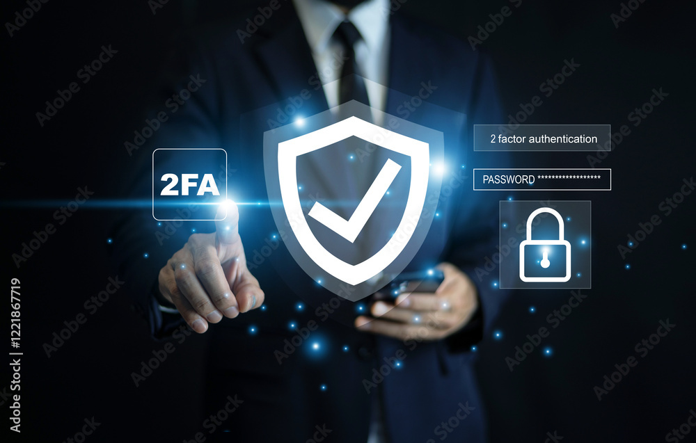 Businessman entering a one-time password for 2FA while logging into a business email account ...