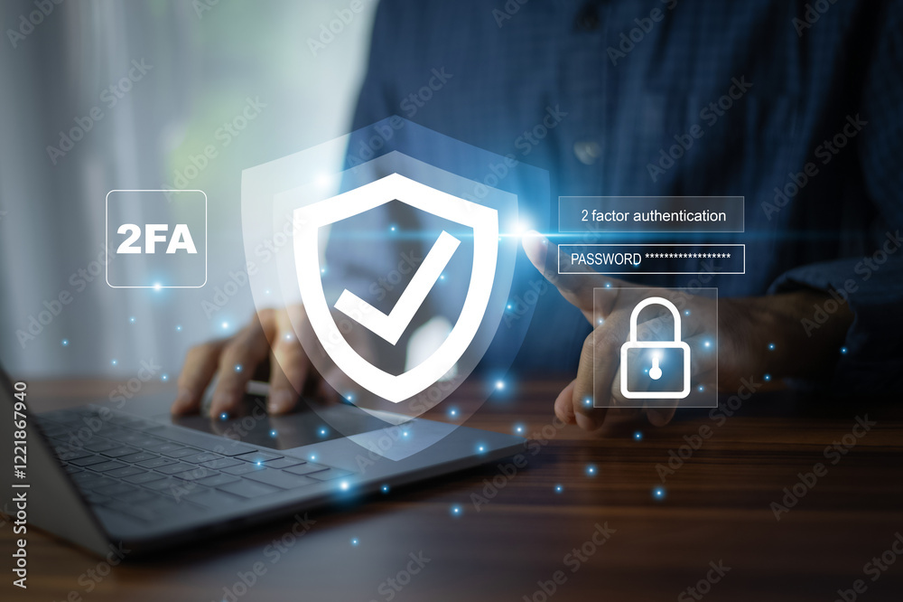 Businessman entering a one-time password for 2FA while logging into a business email account ...