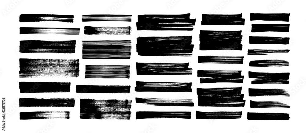Hand drawn distress damaged edge brush strokes. Straight bold or thick ...