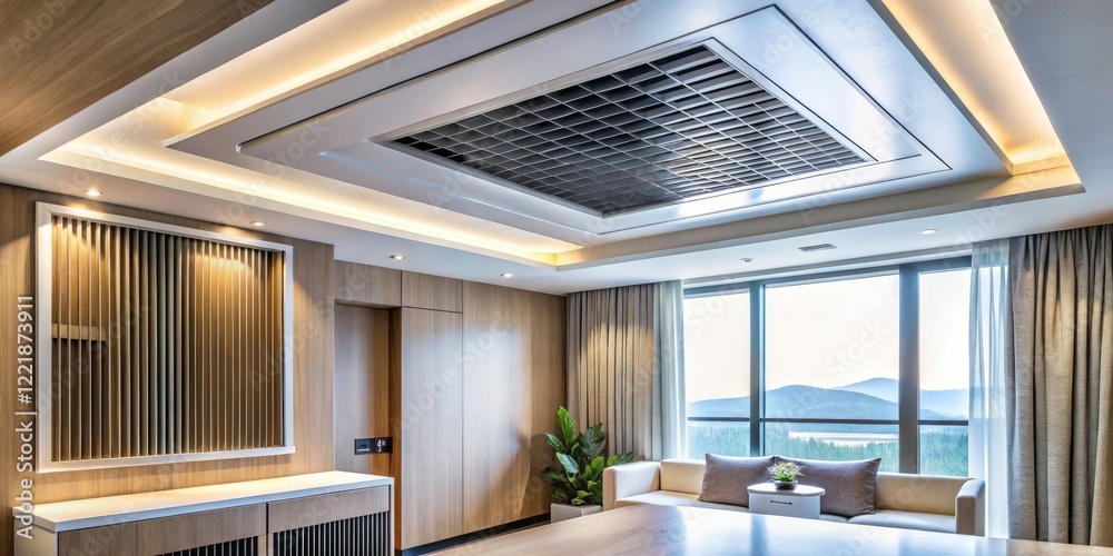 Hotel Room HVAC System: Built-in Ceiling FCU & Return Air Grill, VRV ...