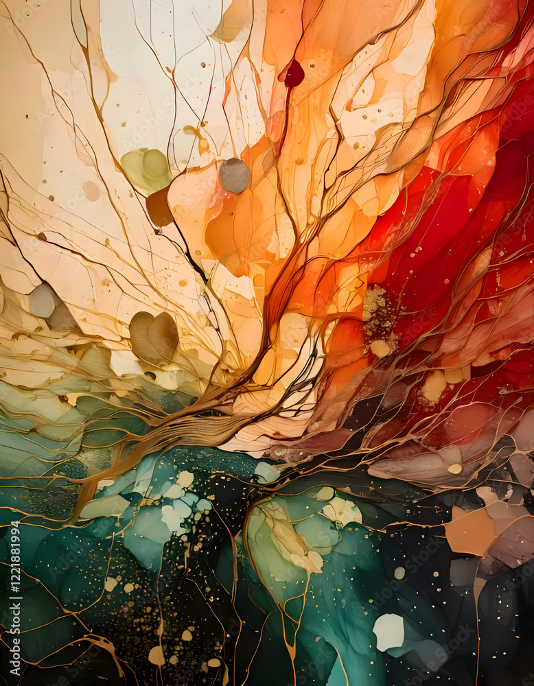 Organic abstract art with flowing lines and earthy tones. A blend of ...
