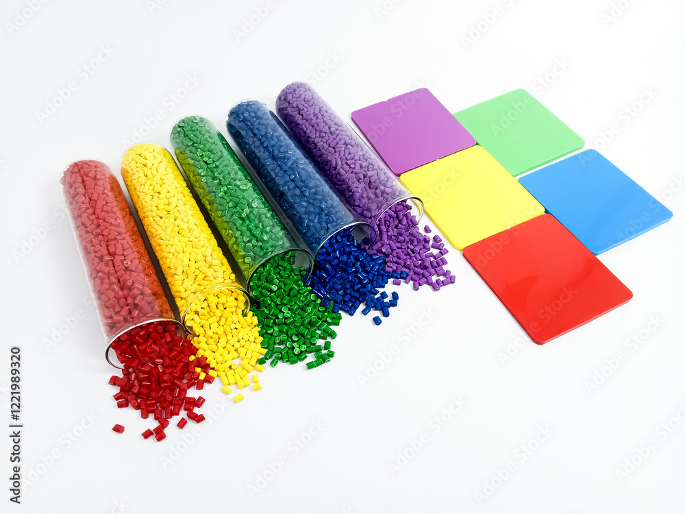 rainbow plastic masterbatch, polymer carrying colorful pigments with ...