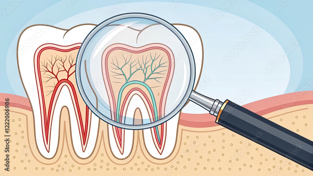 Tooth Anatomy Illustration, Molar, Magnifying Glass, Dental Health ...