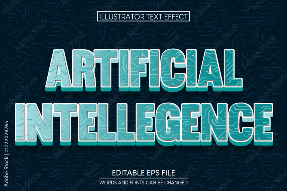 AI Tech text effect editable artificial and futuristic customizable font style Stock Vector ...
