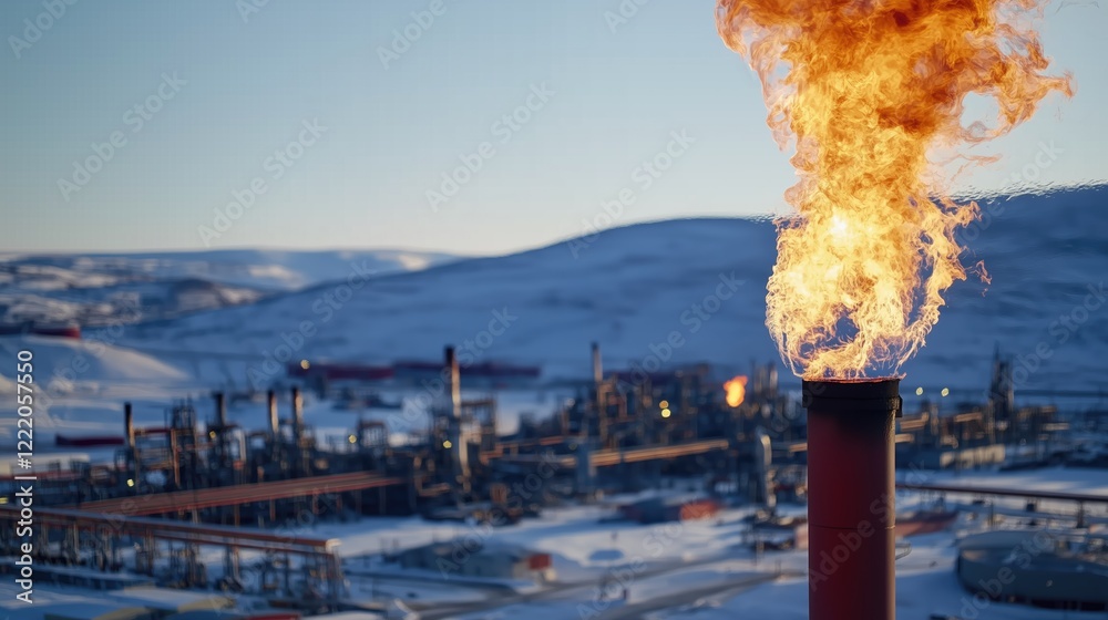 Foto de Stock Petrochemical production facility. Air pollution. Climate ...