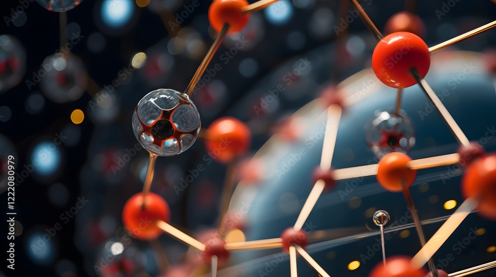 Closeup 3D of a Carbon Atom Model Showing the Detailed Structure with ...