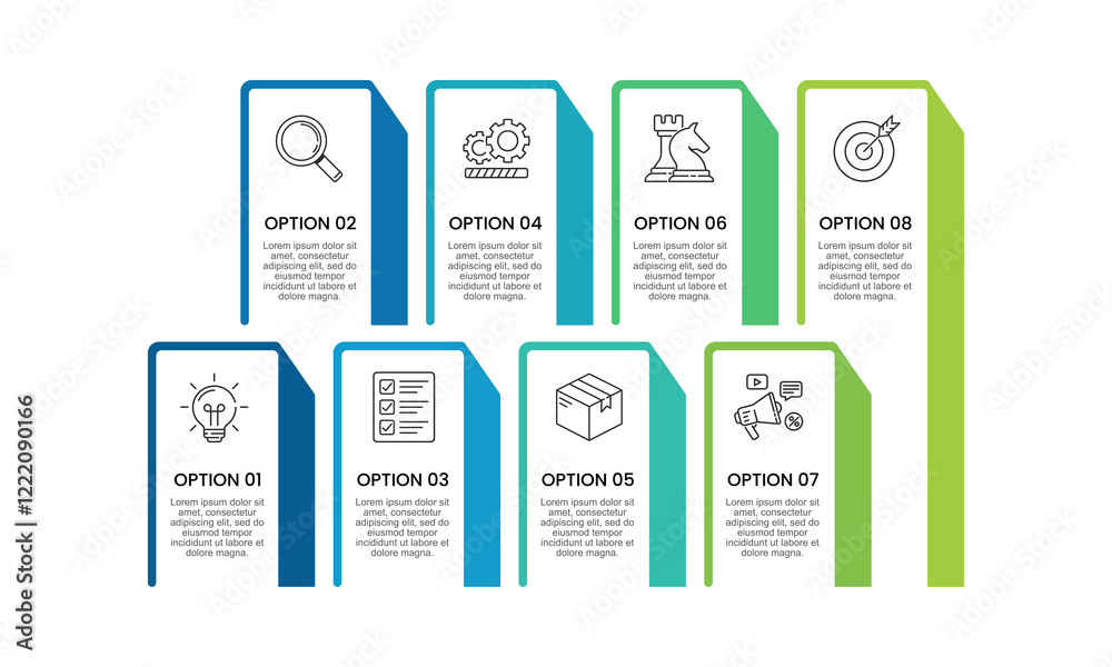 Infographic 8 Simple Options for Success. Presentation, Plan, Milestone ... Infographic 8 Simple Options for Success. Presentation, Plan, Milestone ...
