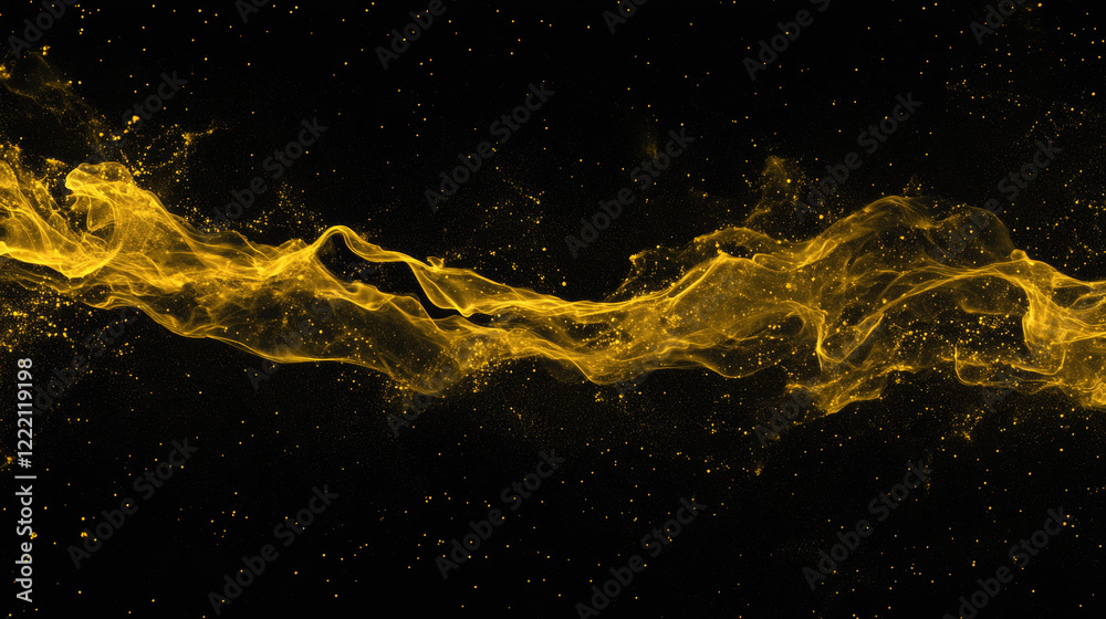 Cloud of yellow smoke on black background. Vector realistic ...