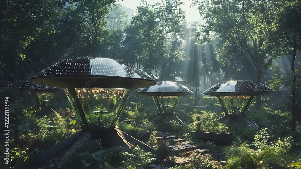 An innovative solar array with AI-controlled panels that rotate and ...