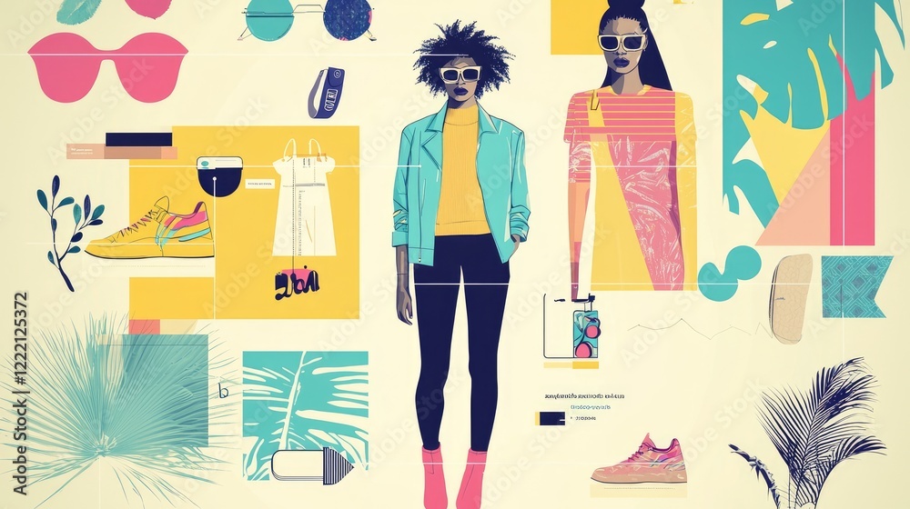 an image of an infographic that showcases current fashion trends, using ...
