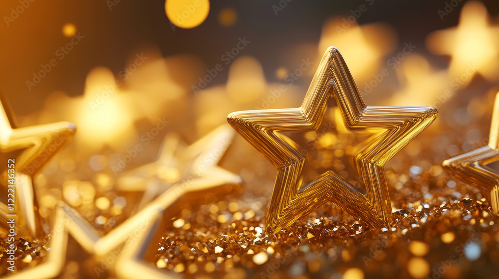 Gold stars game icons with fill progress. UI design elements of load ...