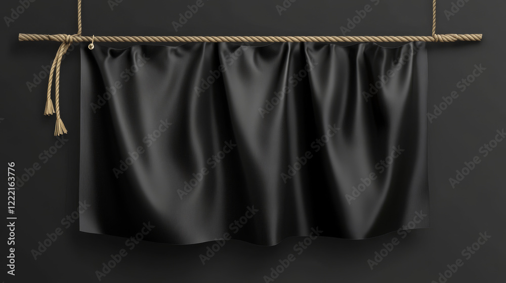 Blank canvas banners mockup. Horizontal fabric flags, textile sheet ...