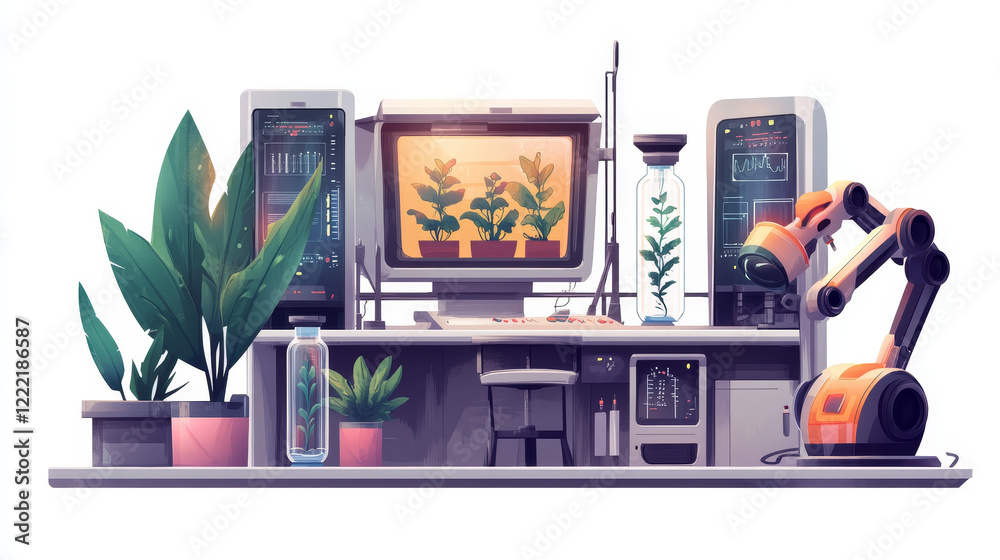 Botanical laboratory equipment set isolated on white background. Vector ...