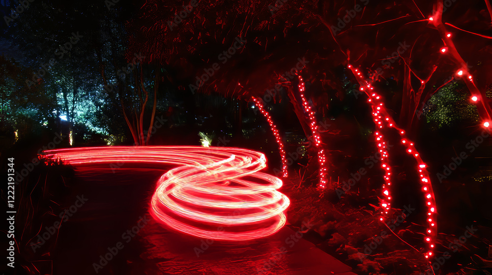 Red light lines, effect of speed motion trails. Abstract streaks of ...