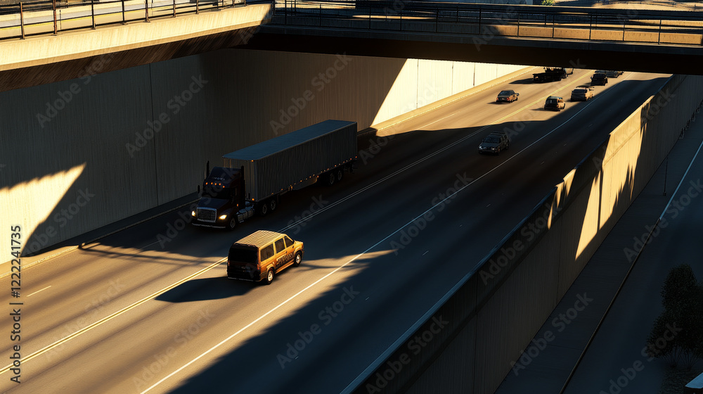 Road tunnel banner with car traffic on highway and tunnel entrance in ...