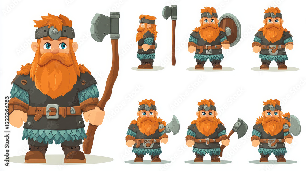 Viking cartoon character sprite sheet animation for 2d rpg game ...