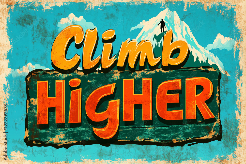 Climb higher with motivational artwork depicting a mountain and a lone ...
