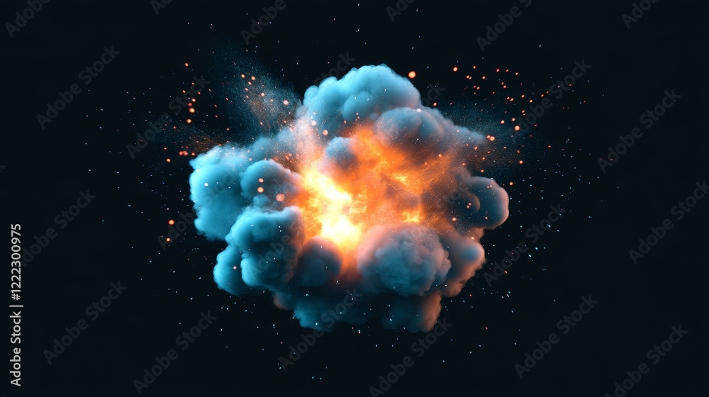Blue explosion animation sprite sheet isolated on black background ...