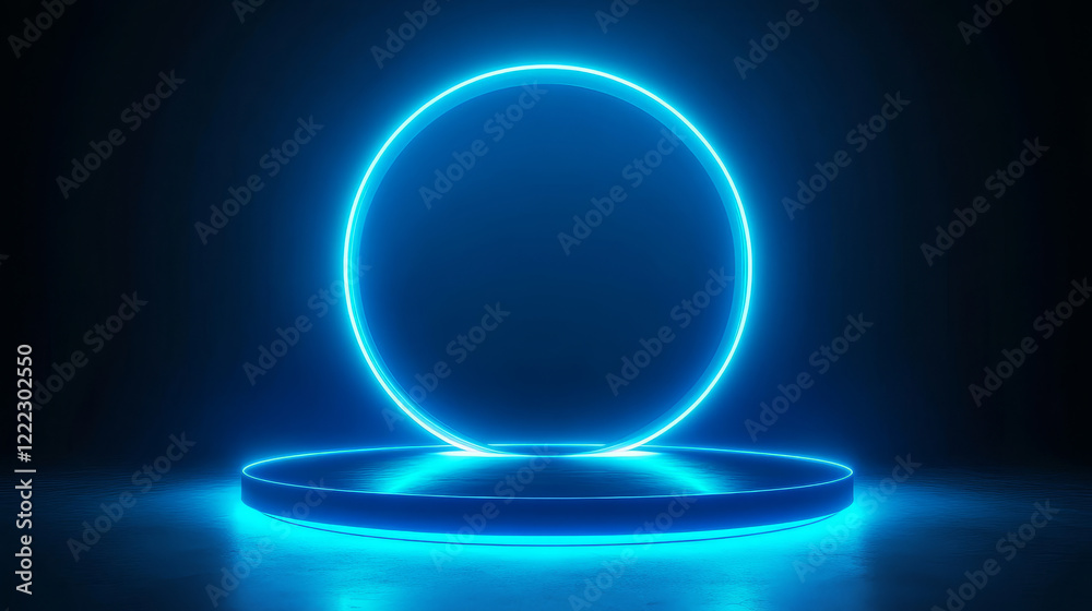 Blue light portal effect with magic neon glow. Tech hologram teleport ...