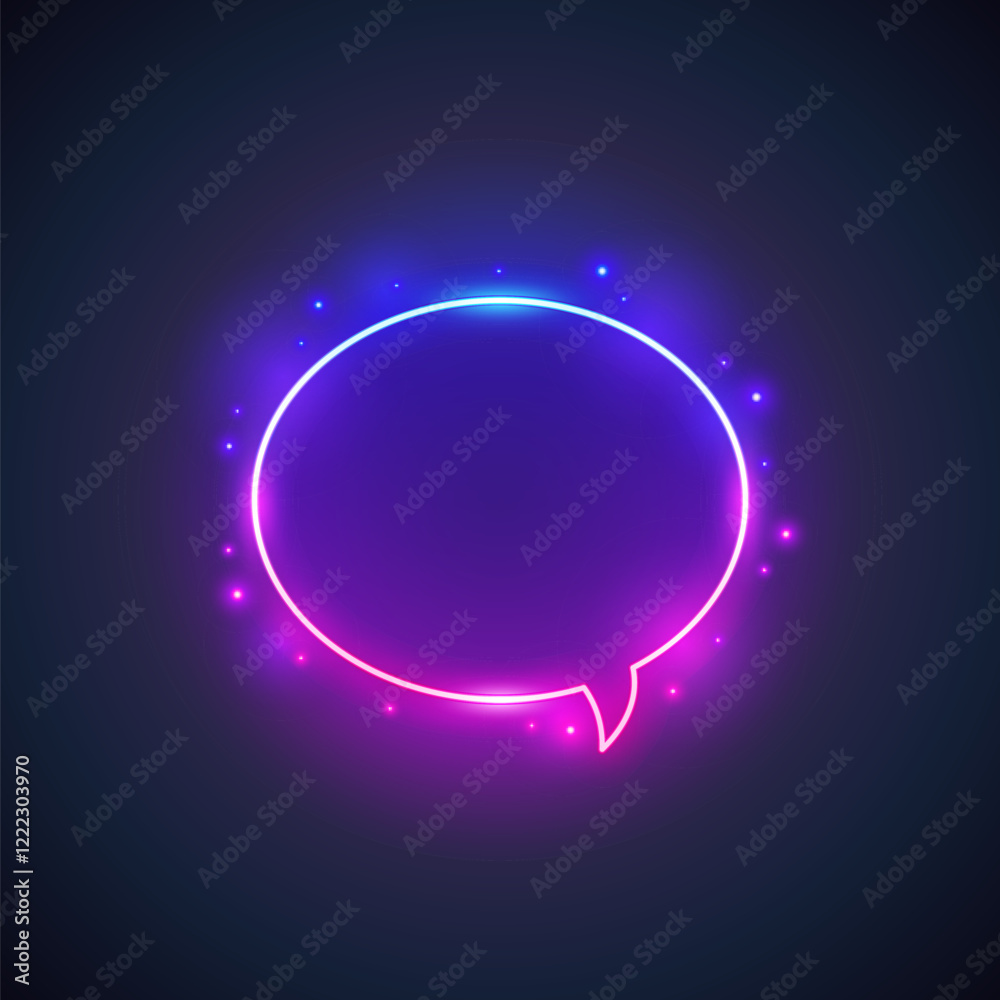 Neon Speech Bubble with Flares. Vector clip art for your project in ...