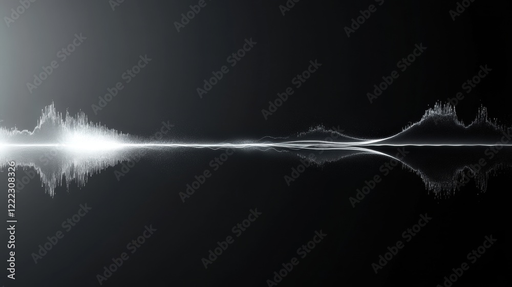 Minimalist design depicting a single sound wave transforming into a ...