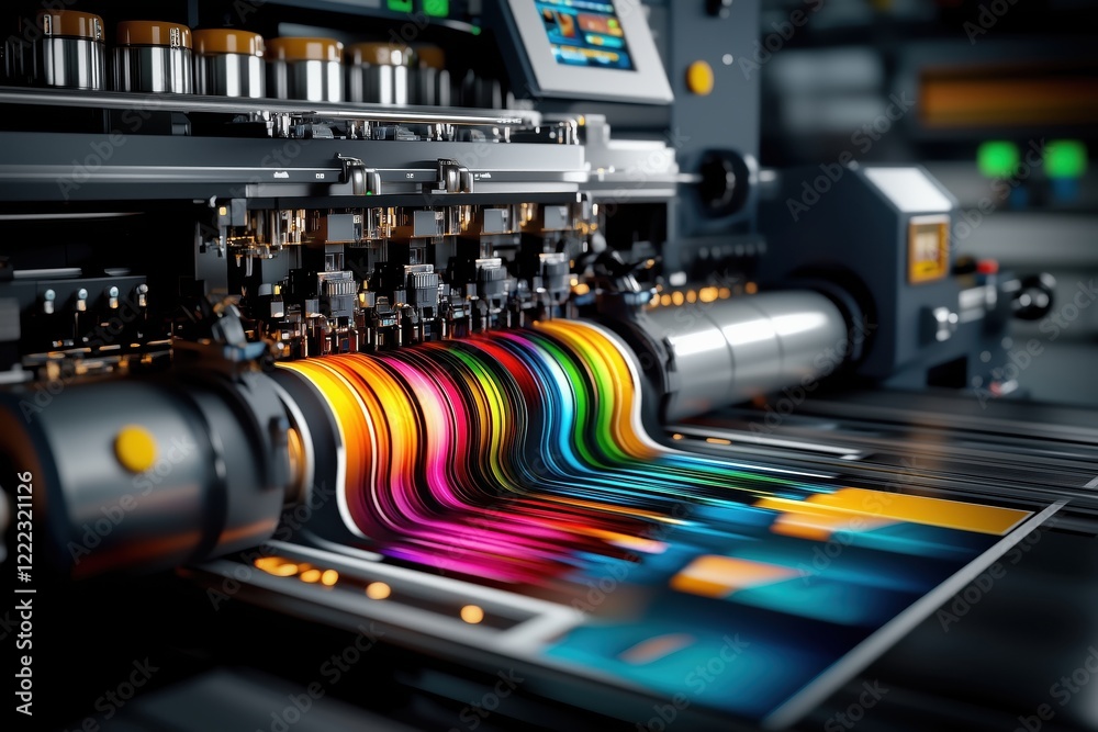 Hightech industrial printing press in action modern facility technology ...