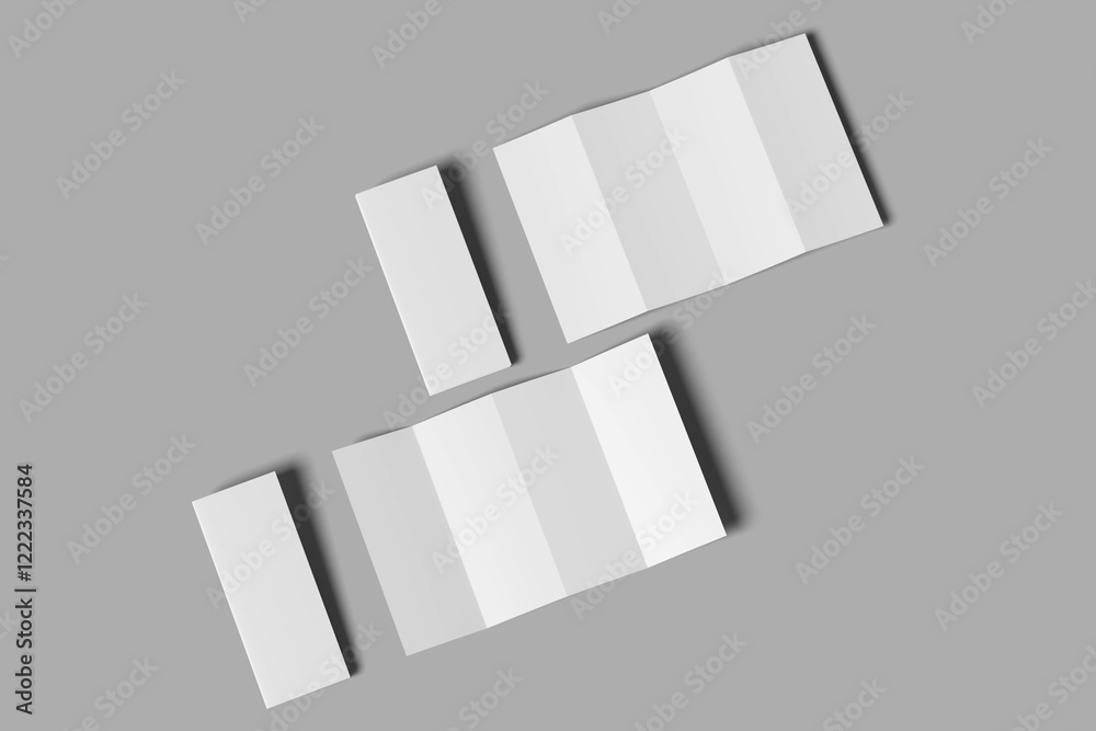 Vertical double gate fold brochure. Four panels, eight pages blank ...