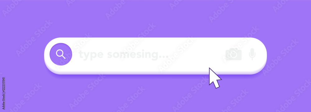 Minimalistic search bar with a rounded design on blue background. Web ui design element for web ...