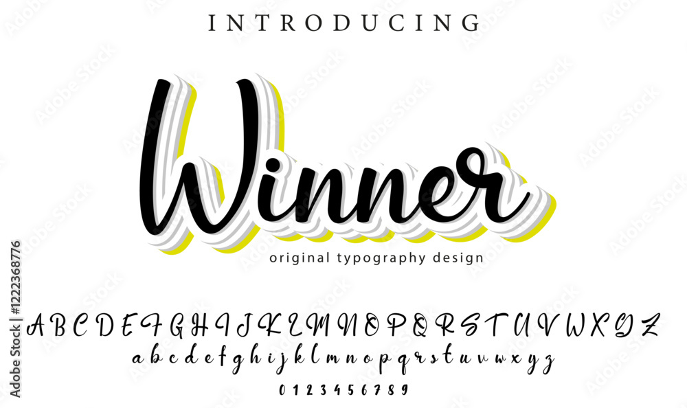 Winner Font Stylish brush painted an uppercase vector letters, alphabet ...