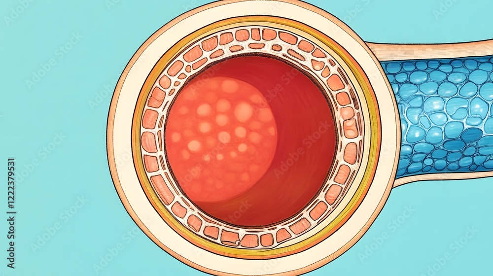 Detailed Cross Section of a Blood Vessel Showing Arterial Wall Layers ...