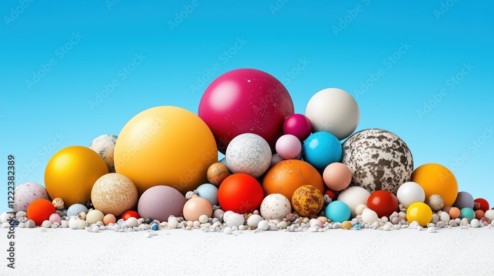variety of decorative spheres in multiple colors and patterns are ...