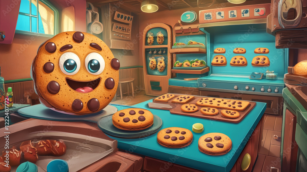 Cookie cracker game interface. Ui game elements, including cartoon windows, options, settings ...