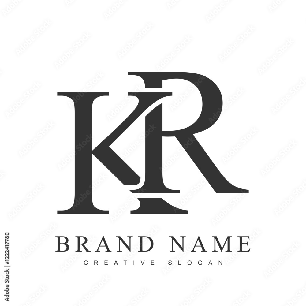 KR trendy logotype template. Initial letter k and r classic font style ...