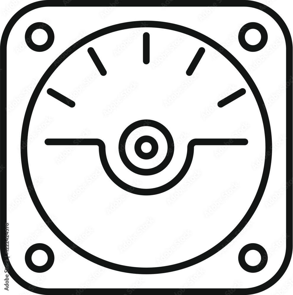 Simple outline icon of an analog gauge meter, indicating a specific ...
