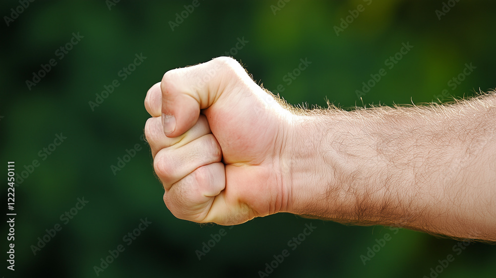 Clenched Fist: A close-up shot of a clenched fist, capturing the raw ...
