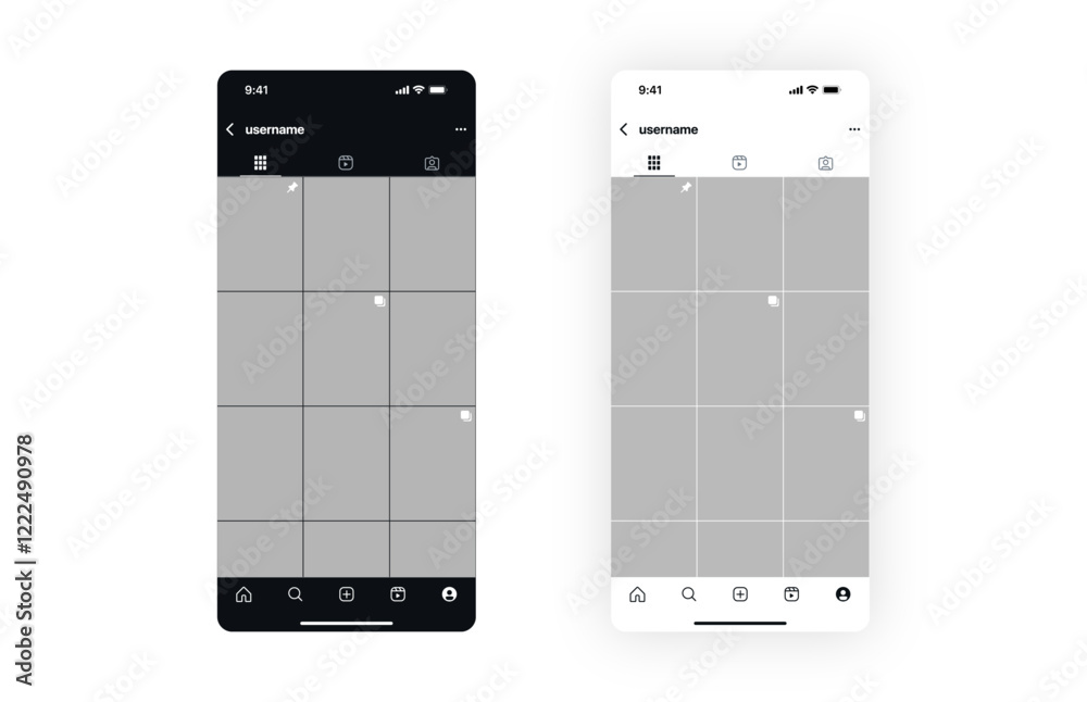 instagram new grid size template update 2025 - Light and dark profile ...