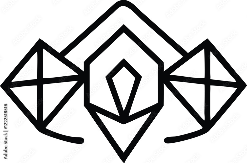 geometric black and white logo, diamond shapes, symmetrical design ...