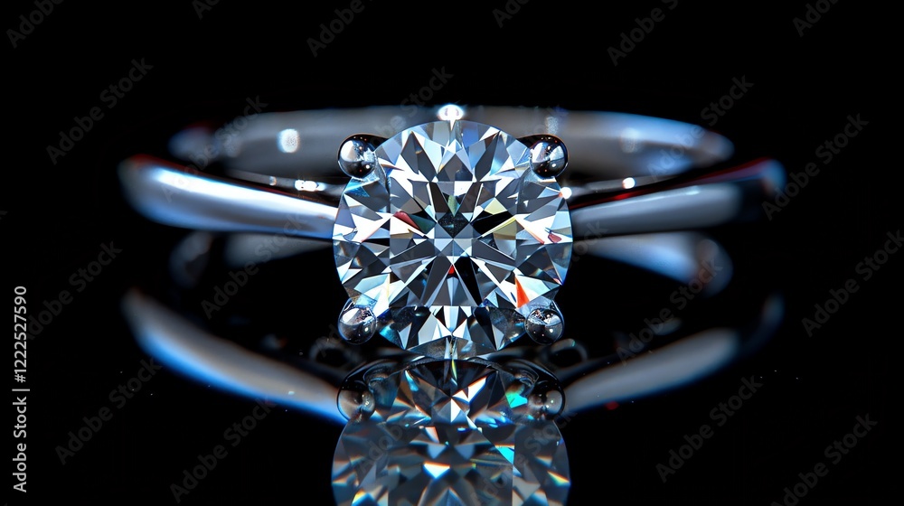 Exquisitely crafted solitaire diamond ring with round brilliant cut ...