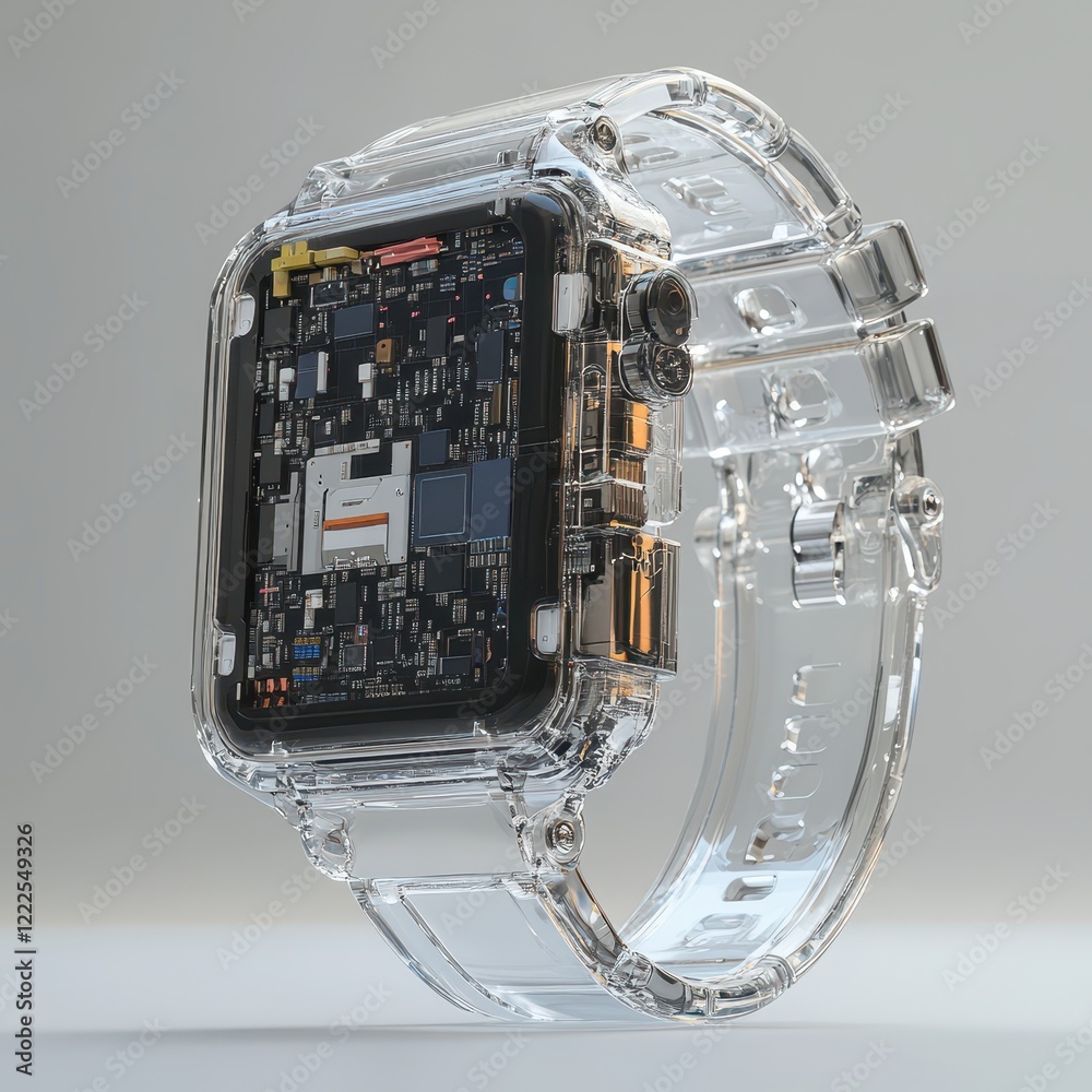 Transparent Smartwatch Dissection Detailed Internal Components and ...