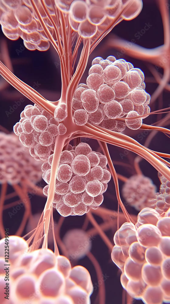 Microscopic View of Alveoli: A Detailed 3D Illustration of Lung Tissue ...