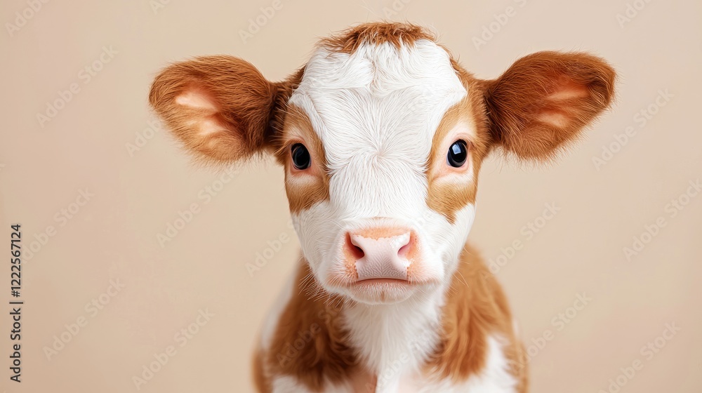 Cute calf portrait, studio background, farm animal, livestock Stock ...