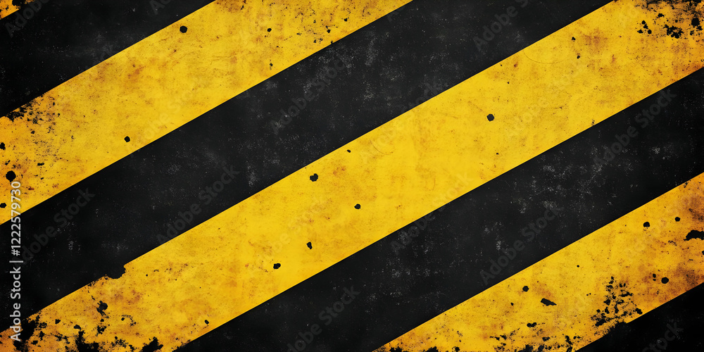 Grunge Black and Yellow Hazard Stripes Background Texture with Diagonal ...