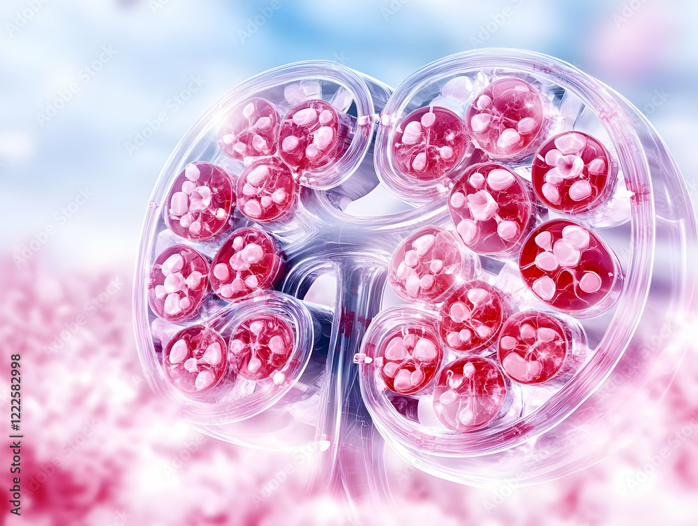 Transparent Kidney Structure Showing Internal Organs with Detailed ...