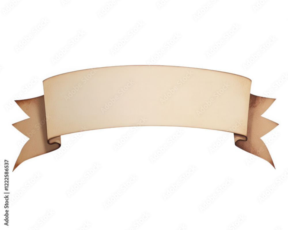 blank rectangular banner with curled edges, isolated on transparency ...