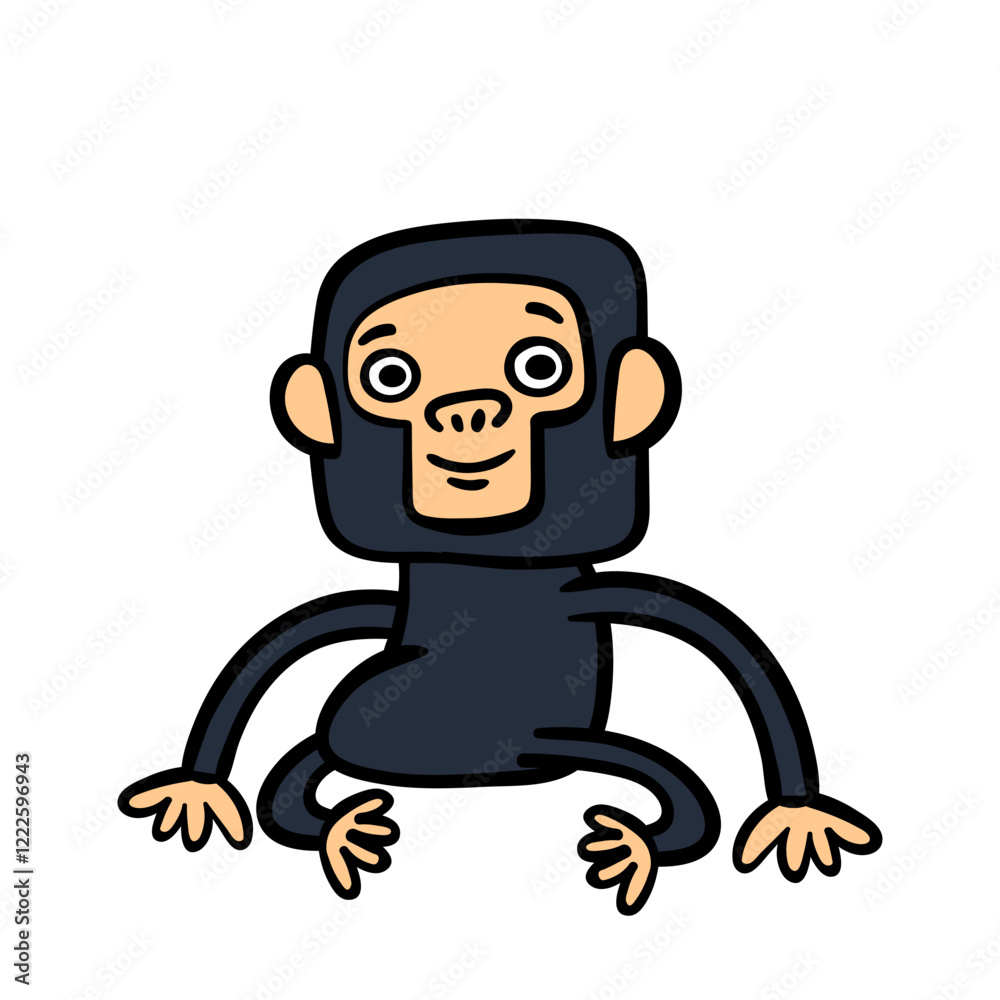Cute cartoon smiling ape or monkey wild animal. Vector illustration ...