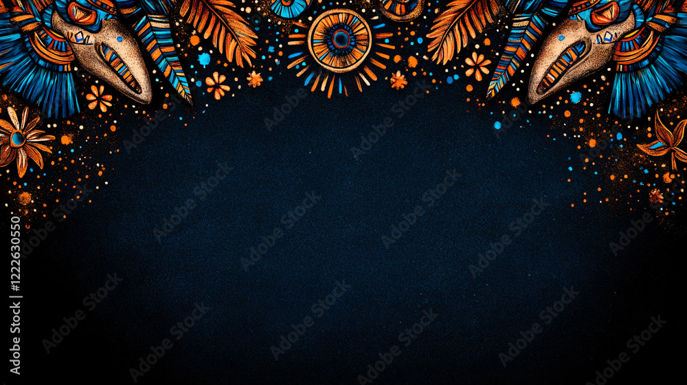 Intricate Egyptian style borders and dividers with vibrant colors and ...