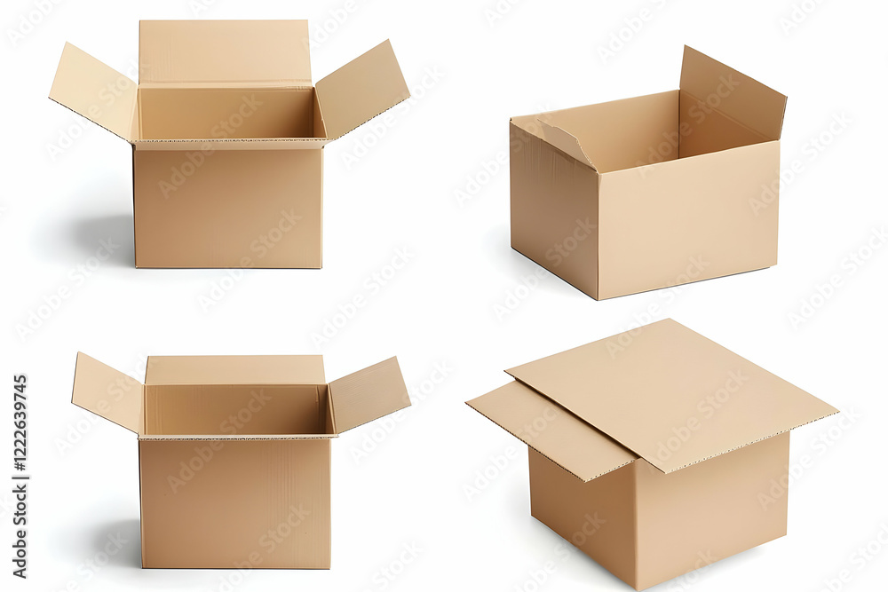 Open and closed blank packaging boxes shown from multiple angles, ideal ...